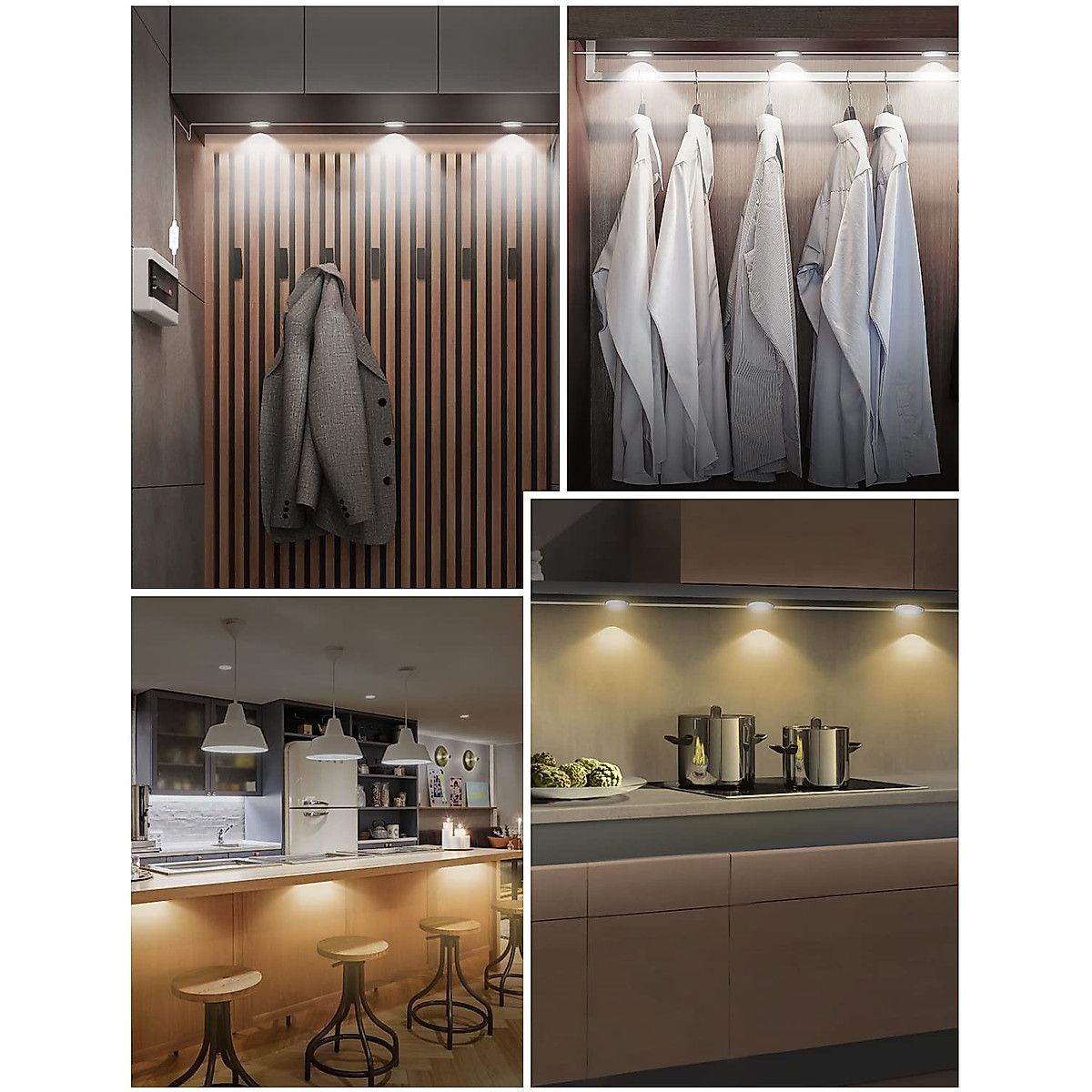 MATICOD Under Cabinet Lights Plug in Dimmable White LED Under Cabinet Lighting, Bluetooth Smart APP Remote Control Closet Lights Kitchen Lights, Under Counter Lights for Kitchen, Cabinet