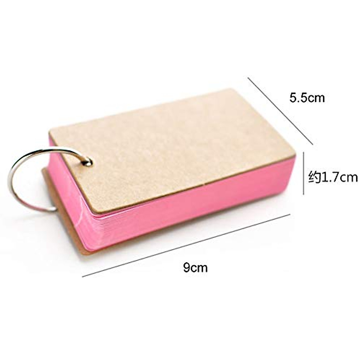 300Pcs Multicolor Kraft Paper Blank Flash Cards Study Cards Note Cards with Binder Ring for Bookmark/DIY Greeting Card/Index Card Stock for School Home Office Use, 90 * 55MM