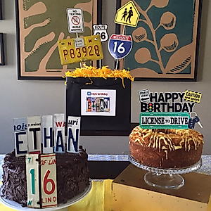 Driver License Birthday Cake Topper, New Driver Birthday Cake Decor, Car Road Signs Theme Party Supplies, 16th 17th Learner Driver Birthday Cake Topper