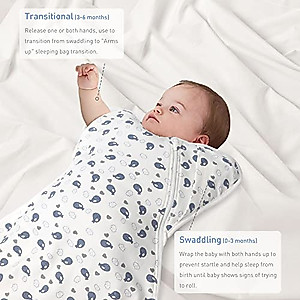 Knirose Swaddle Blanket Sleep Sack with Arms Up Design Help Baby Self-Soothing 2 Packs, 3-Way Transitions to Arms-Free Wearable Sleeping Bag for Newborn Baby Snug Fit Calms Startle Reflex Better Sleep