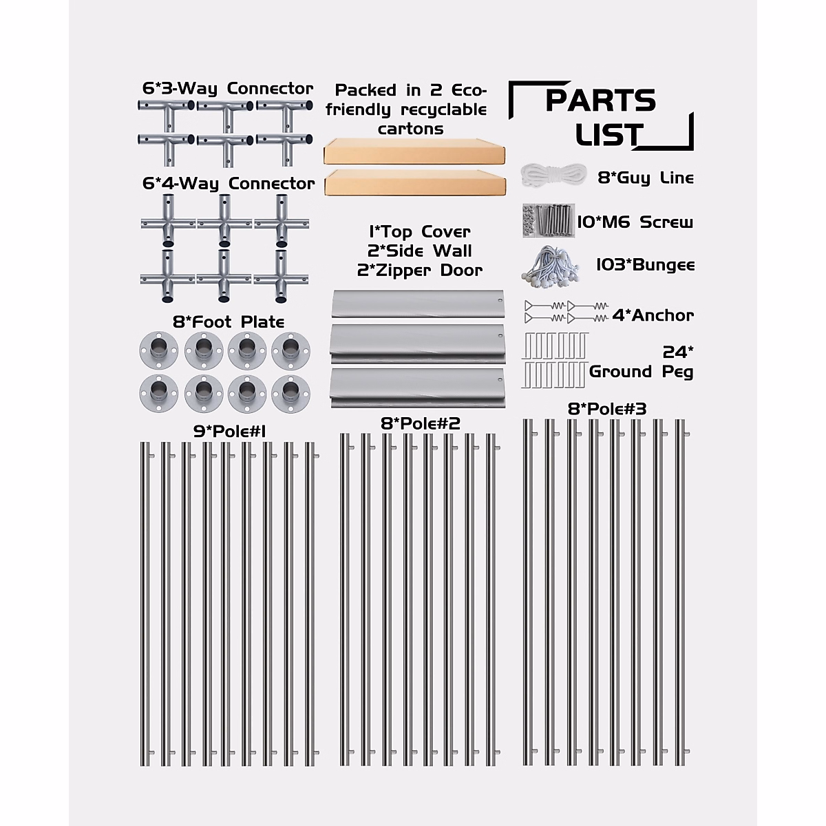 GarveeLife 13'x20' Carport Heavy Duty, Portable Garage with 4 Roll-up Doors, 4 Mesh Windows, 180 g PE Tarps, and Reinforced Frames, for Full-Size Pickups, Bass Boats, and SUVs, Gray