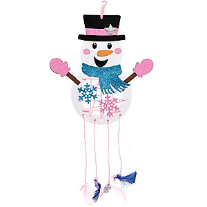 Baker Ross AX515 Snowman Dream Catcher Kit - Pack of 4, Creative Christmas Art and Craft Supplies for Kids to Make, Decorate and Display