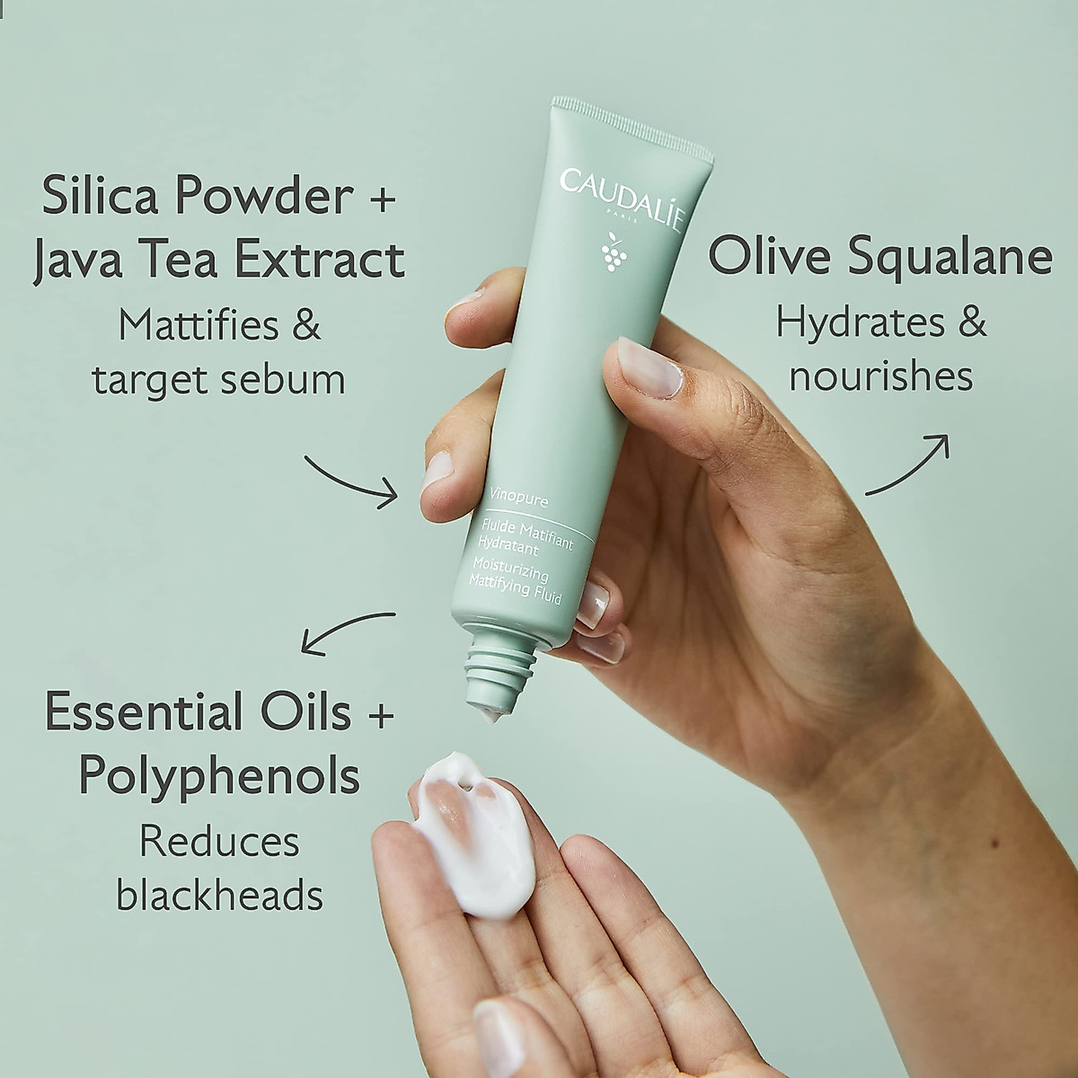 Caudalie Vinopure Oil Control Moisturizer for Acne Prone Skin, Hydrating & Mattifying Moisturizer, 1.35 Fl Oz