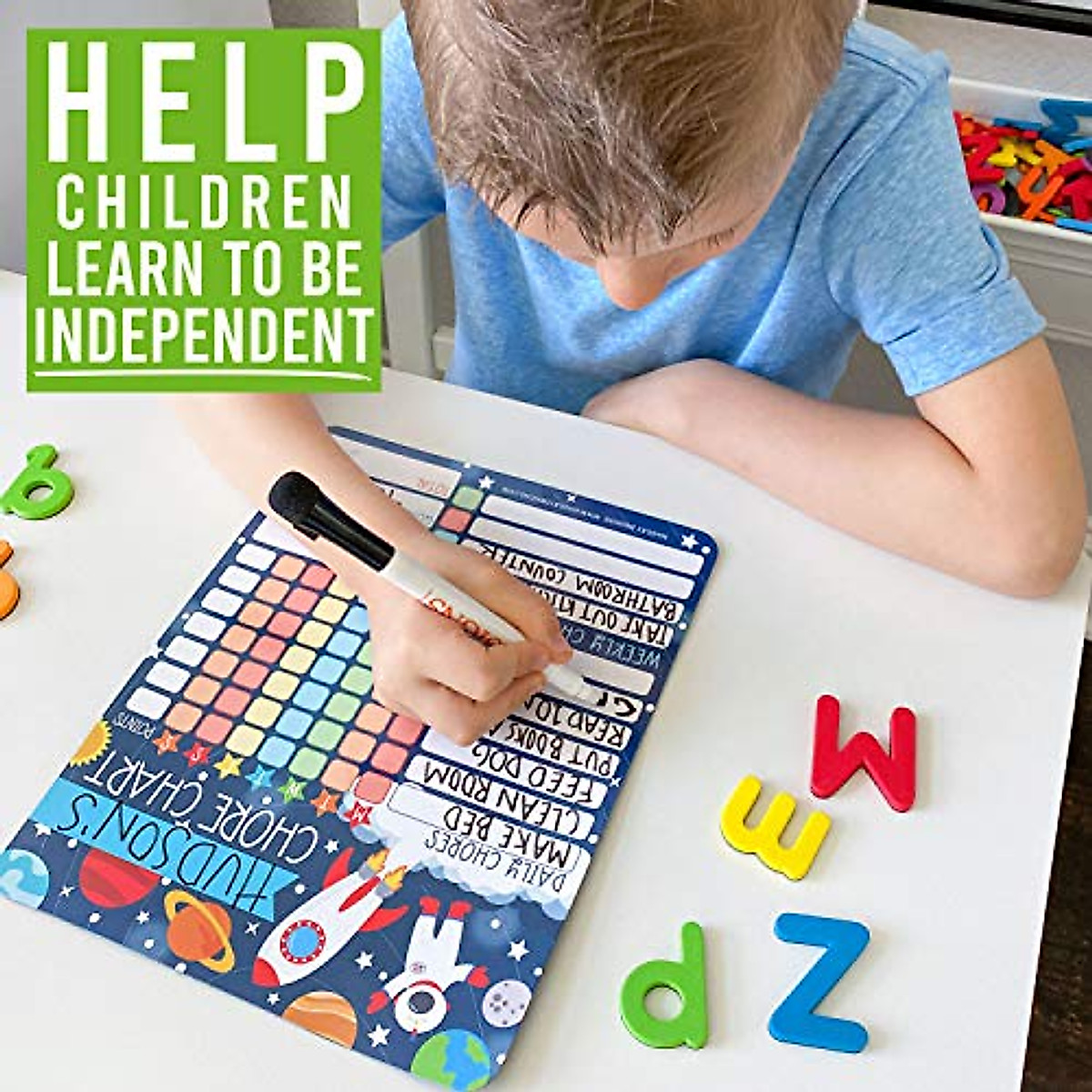 Outer Space Kids Chore Chart - Reward & Responsibility Magnet Board