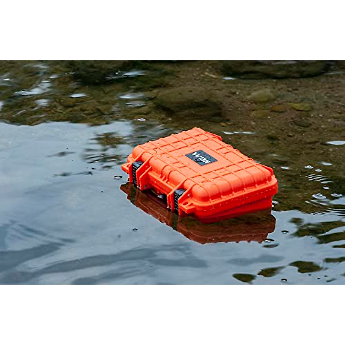 MEIJIA Portable All Weather IP67 Waterproof Protective Hard Case, Small Camera Case,Dry Case with Customizable Foam,Fit Use of Drones, Camera,Equipments, 11.65 ”x8.35”x3.78”(Orange)