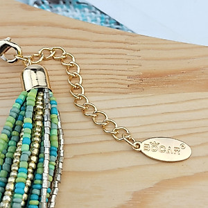 Bocar Greenery Seed Beads Multilayer Chunky Bib Statement Knot Necklace (NK-10316-Greenery)