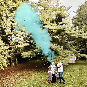 PFXNJDEQ Gender Reveal Confetti Powder Cannon, 2 Blue and 2 Pink, 12 Inch, 100% Biodegradable Powder and Confetti, Gender Reveal Decorations, Gender Reveal Party Game Ideas (Blue and Pink)