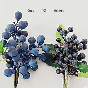 DS. DISTINCTIVE STYLE Artificial Blueberries 4 Pieces Lifelike Faux Fruit Berries Fake Flowers for Decoration (Blue)
