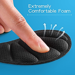 Back of Heel Cushion Pads, Adhesive Heel Grips Inserts for Boots, Loose Shoes Too Big, Reusable Heel Guards Liners for Women Men, Improve Shoe Fit,4PCS-Black+4PCS-Black