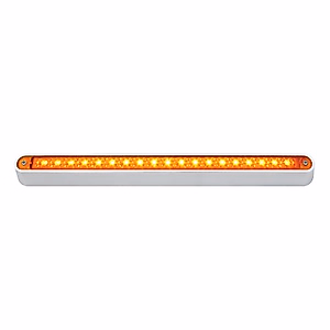 Grand General 76290 Amber 12" 19-LED Sealed Light Bar with Chrome Base and 3 Wires for Dual Function