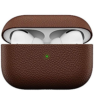 KeyBudz AirPods Pro Leather Case - Handcrafted Fully-Wrapped Genuine Italian Leather Compatible with AirPods Pro (Natural Brown)