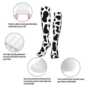 Thigh Knee High Cow Goat Print Socks for Women Compression Black and White Non Slip Long Boot Stocking Thick Warm Girls Fashion Animal Series Stocking Over