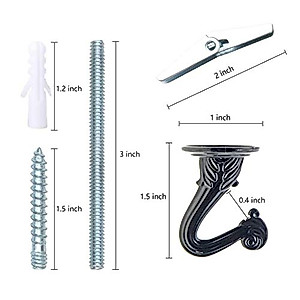 OBSTKUCHEN 8 Sets Swag Ceiling Hooks Heavy Duty Swag Hook with Hardware for Hanging Plants Ceiling Installation Cavity Wall Fixing (Black)