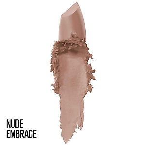 Maybelline Color Sensational Lipstick, Lip Makeup, Matte Finish, Hydrating Lipstick, Nude, Pink, Red, Plum Lip Color, Nude Embrace, 0.15 oz; (Packaging May Vary)