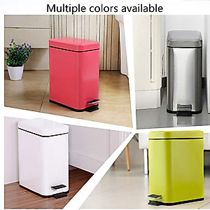 LUAN Trash Can Square Stainless Steel Kitchen Office Living Room Trash can,Foot Pedal Trash bin Removable Liner Plastic Waste bin, 5L/10L Waste Bin (Color : White-2, Size : 5L)