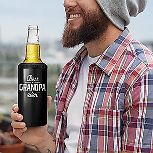 SANDJEST 4-in-1 Grandpa Tumbler Gifts for Papa from Grandkids - 12oz Best Grandpa Ever Can Cooler Tumblers Cup - Stainless Steel Insulated Cans Coozie Christmas, Birthday, Father's Day Gift for Papas