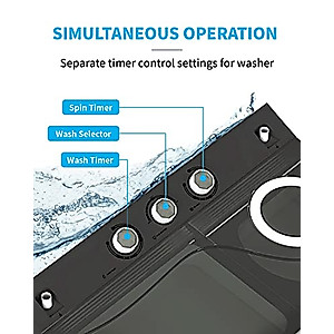 IMSEIGO Twin Tube Mini Washing Machine, Portable Laundry Washer with 26LBS Capacity, 18Lbs Washer and 8Lbs Spiner Built-in Drain Pump/Semi-Automatic for Apartments, RVs and Dorms (White & Grey)