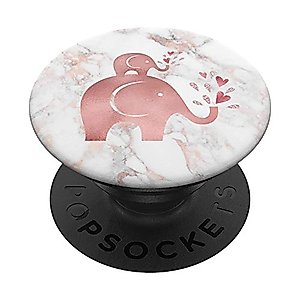 Cute Mama Baby Elephants Blowing Hearts Rose Pink Watercolor PopSockets PopGrip: Swappable Grip for Phones & Tablets