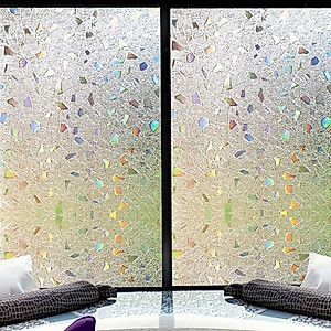 WPT 3D Semi-Privacy Window Film Self-Adhesive 2 Pack Frosted Semi Privacy Static Cling Home Bedroom Bathroom Glass (35.4X 78.7 inches)
