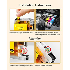 Kogain Compatible LC20EXXL Ink Cartridges Replacement for Brother LC20EXXL Ink cartridges, Work for Brother MFC-J985DW MFC-J775DW J5920DW Printer 10-Pack(4 Black, 2 Cyan, 2 Magenta, 2 Yellow)