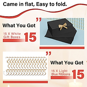 PEKGRIL 15 PCs Gift Boxes with Lids, Black 10X8X4 Inch Gift Boxes, Bridesmaid Proposal Box with Ribbon, Kraft Paper Boxes for Wedding, Packaging, Present, Birthday, Christmas, Party