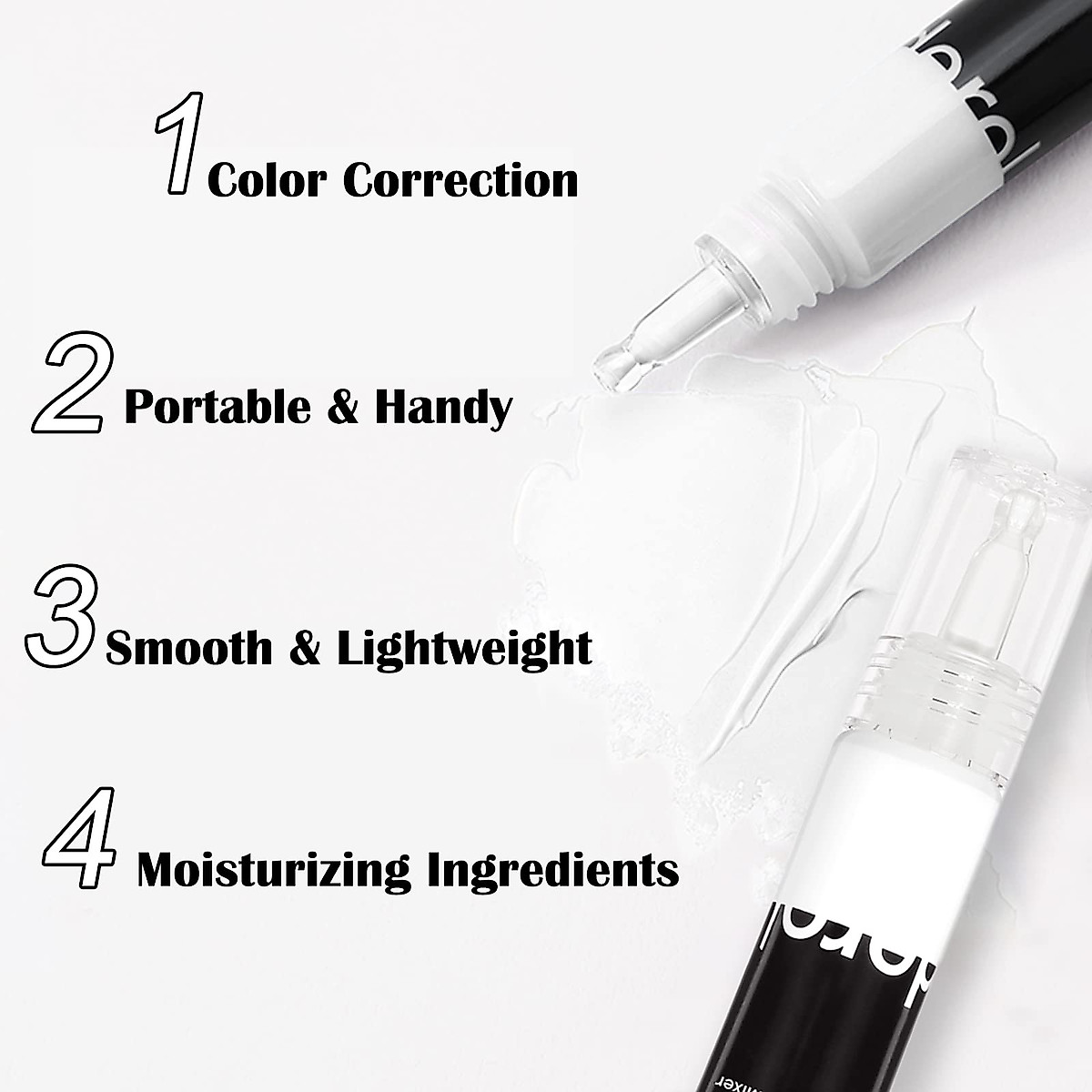 Jutqut White Foundation, Foundation Mixing Pigment, Smooth and Light Liquid Foundation, Blends Easily with Foundation, Deep to Shallow, 0.67oz (White)
