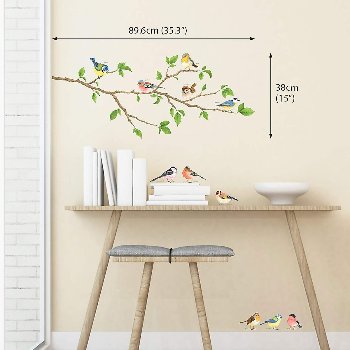 DECOWALL DS-8036 Garden Birds Kids Wall Stickers Wall Decals Peel and Stick Removable Wall Stickers for Kids Nursery Bedroom Living Room (Small) d?cor