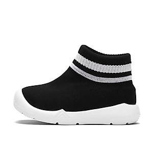 Engtoy Baby Shoes Baby Sock Shoes Baby Walking Shoes Infant Non-Slip Breathable Slippers with Soft Rubber Sole Baby Boys Girls Slip On Sneakers Black