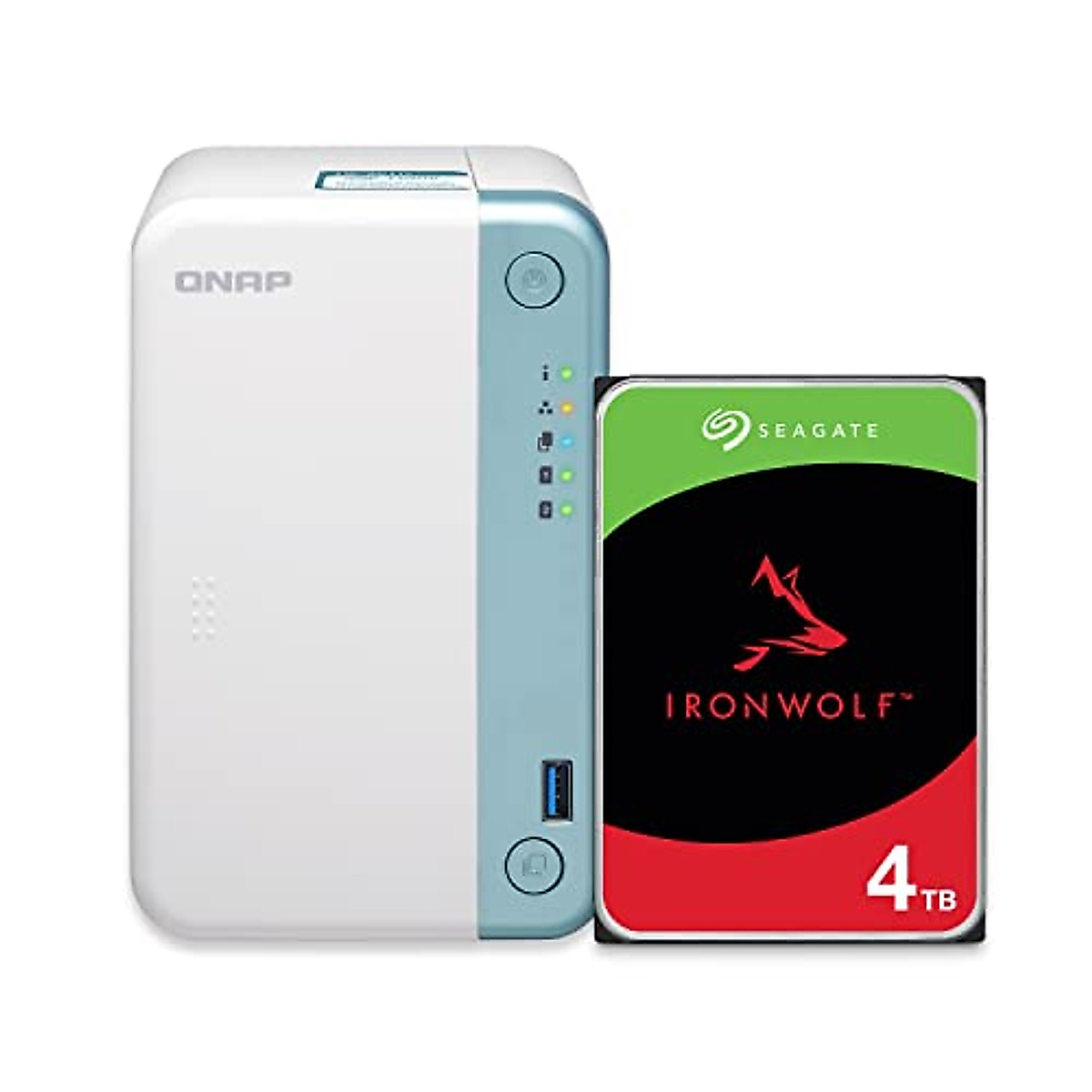 QNAP 2 Bay Home NAS with 4TB Storage Capacity, Preconfigured RAID 1 Seagate IronWolf Drives Bundle, 1GbE Ports (TS-251D-4G-24R-US)