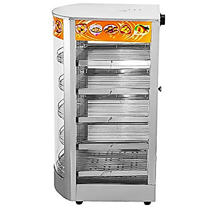 VEVOR 110V 14.2-Inch Commercial Food Warmer Display, 5-Tier 800W Electric Pizza Warmer Display 86-185℉, Tempered-Glass Door Pastry Display Case, Restaurant Heated Cabinet, with 1 Trays & 1 Bread Tong