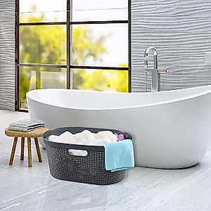 Saedy 4 Packs Plastic Laundry Clothes Baskets, 40L, Large Laundry Hamper with Cutout Handle