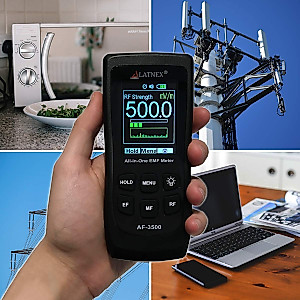 LATNEX AF-3500 EMF Meter RF Detector and Reader with Calibration Certificate - Measures RF and Microwaves, 3-Axis Gauss Magnetic Fields and Electrical Fields ELF
