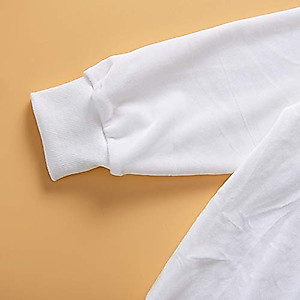 Mubineo Toddler Girl Boy Casual 2 PCS Solid Sweatsuit Set Basic Rib Knit Pullover Tops Pant Outfit (Q2 White, 6T)