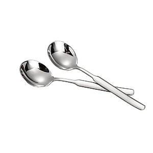 IMEEA Big Soup Spoons 7.75-Inch Round Soup Spoons Large Scoop Heavy Duty 316 Stainless Steel Soup Spoons with Long Handle, Set of 4