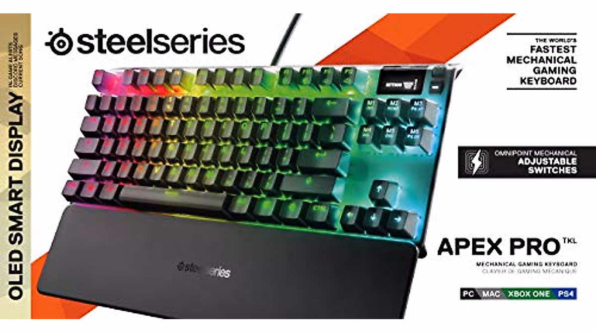 SteelSeries Apex Pro TKL - Mechanical Gaming Keyboard - Adjustable Actuation Switches - OLED ...