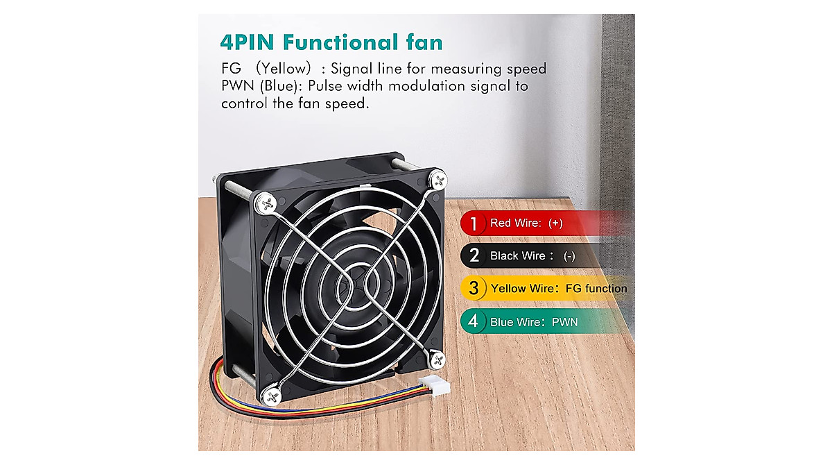 Wathai 80mm High Static Pressure PC Fan 12V PWM for CPU & GPU Cooling