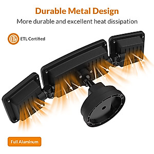 LEPOWER 3500LM LED Flood Light, 35W Outdoor Flood Light Fixture, Exterior Lights with 3 Adjustable Heads, 5500K, IP65 Waterproof for Garage, Yard, Porch