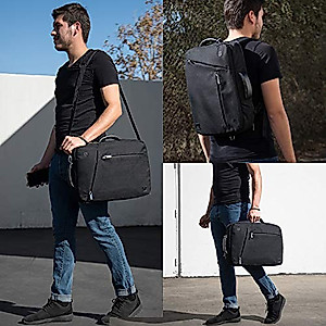 Black 15 16-inch Convertible Laptop Backpack Messenger Bag Compatible with Lenovo ThinkPad, IdeaPad, Yoga, Legion, ChromeBook