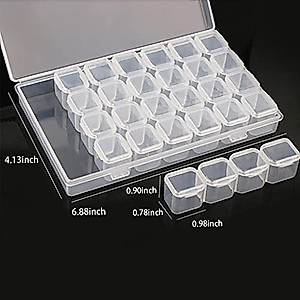 Dsxnklnd Diamond Painting Storage Box, 28 Grids Transparent Plastic Diamond Painting Storage Boxes & Organizers Storage of Small Objects and Crafts