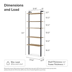 mopio Norwin 5-Tier Ladder Shelf, 3-Tier Ladder Shelf Cabinet & Ladder Desk Cabinet (Set of 3), Wall Book Shelves, Farmhouse Industrial Bookcases, Standing Shelf, Desk Shelf, Living Room, Bedroom