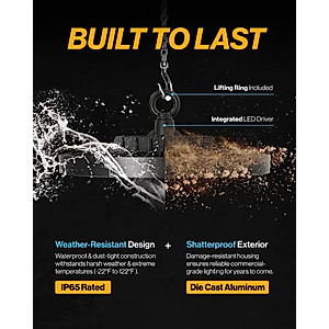 Sunco 2 Pack UFO LED High Bay Light, Lighting for Warehouse, 5000K Daylight, 150W, 21000 LM, 100-277V, Dimmable 0-10V, IP65 Waterproof, Super Bright, UL