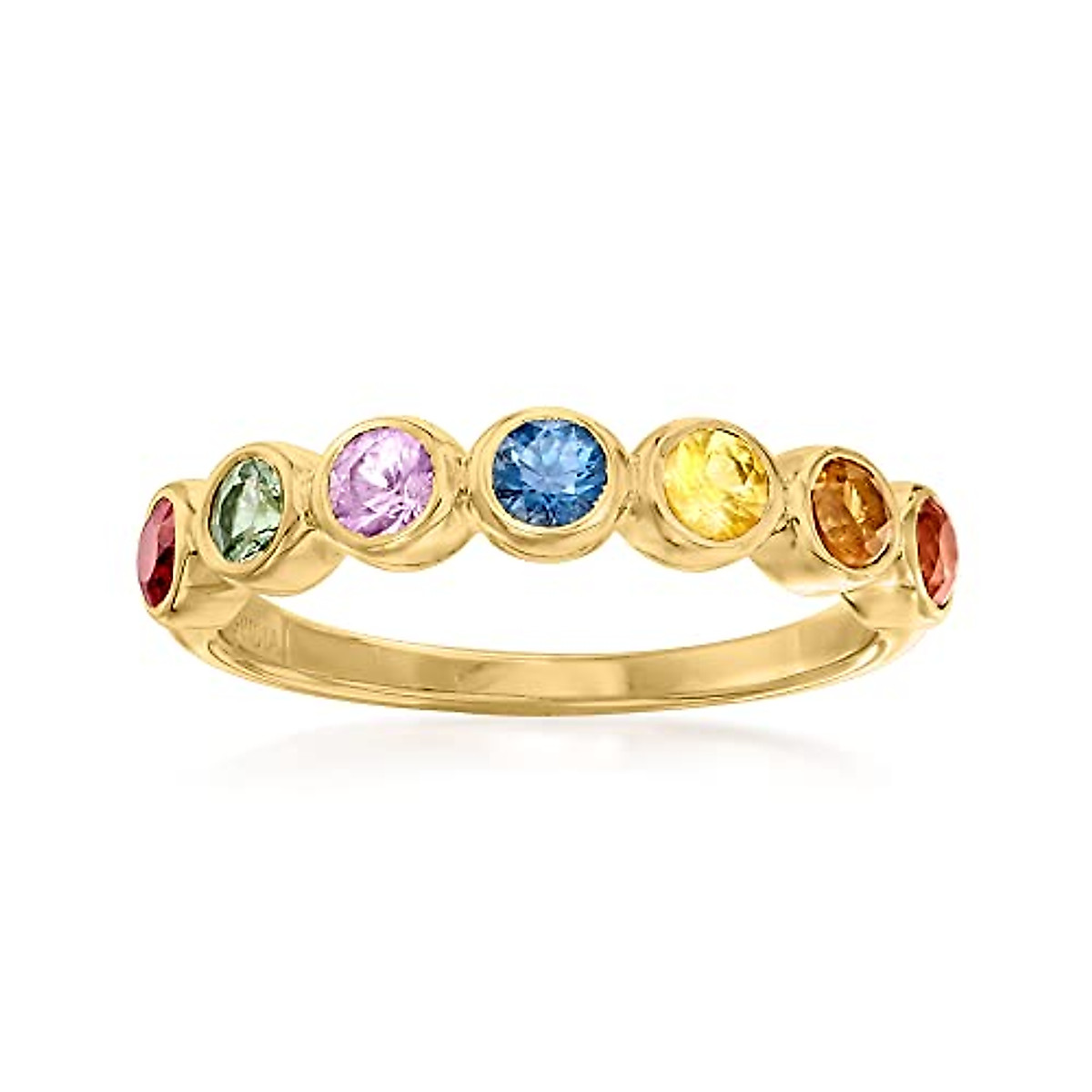 Ross-Simons 1.10 ct. t.w. Multicolored Sapphire Ring in 18kt Gold Over Sterling. Size 7