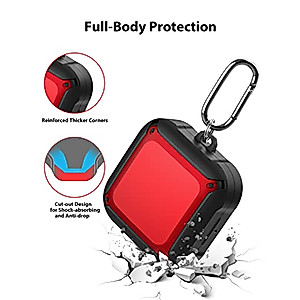 iMangoo for Beats Fit Pro Case Cover, Full-Body Protective Rugged Hard PC Soft TPU Armor Earbuds Case for Beats Fit Pro 2021 Headphones Accessories Charging Shell Protector with Carabiner Black/Red