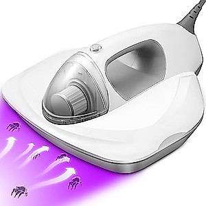 Jic tcaik Bed Vacuum Cleaner,12kpa Machine Household Strong Suction Handheld Mattress Vacuum Cleaner Steamer with Heat Uv Sanitizing Light,Clean Up for Pillows,Sheet,Couch, Blankets,(Corded)