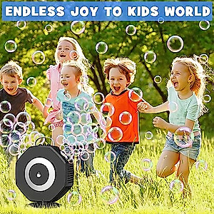 QXNEW Bubble Machine for Kids - Automatic Bubble Blower with 2 Fans Portable Rotatable Bubble Maker for Toddlers 18000+ Per Minute, Operated by Batteries Outdoor Toys for Birthday Wedding Party
