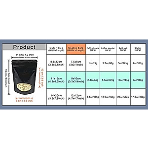 MITOB 100 Pieces Stand Up Mylar Bags Clear Plastic Window Pouch Food Storage Aluminum Foil Bag Candy Bath Salt Packing Zipper Lock Resealable (4.3x6.3 inch, Black)