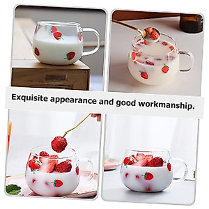 STOBAZA 5pcs Strawberry Drinking Glass Clear Glass Mugs Coffee Glass Mug Clear Glass Coffee Mugs Tea Cup Glass Coffee Cups Coffee Glasses Printing Glass Transparent Water Cup