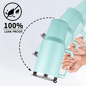 StarSpeed 40 oz Tumbler with Handle and Straw Lid | Stainless Steel Water Bottle Travel Mug Reusable Insulated Cup With Lid And Straw, Keep Cold Heat and Ice for Hours(40oz,Dew)