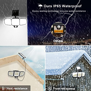 CEOTIS Solar Lights Outdoor, 243 LED 3500LM Motion Sensor Solar Lights for Outside, IP65 Waterproof 3 Heads Security Flood Lights, Separate Solar Panel Remote Control 3 Modes Wall Lights