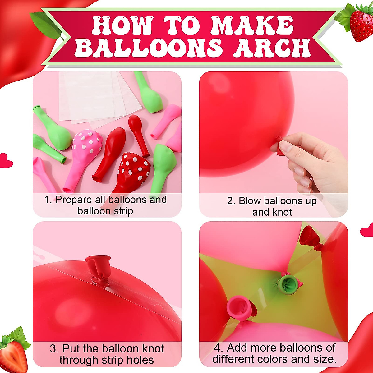 109 Pieces Strawberry Party Balloons Arch Garland 12 10 5 Inch Red Pink Green Latex Balloons Jumbo Strawberry Foil Balloons for Baby Shower Berry First Birthday Strawberry Party Decorations